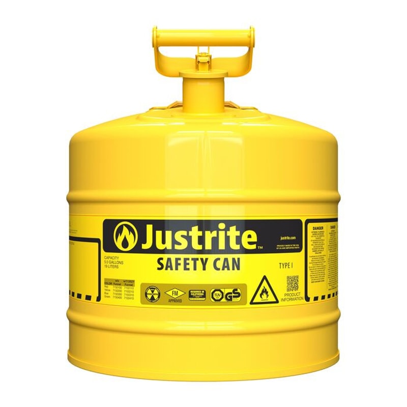 Type 1 | Steel Safety Can for Diesel | 5 Gal, Yellow | 7150200 | Justrite