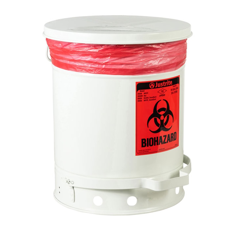 White 10 Gal Biohazard Waste Can | Self-Closing | SoundGard™ | 05935 ...