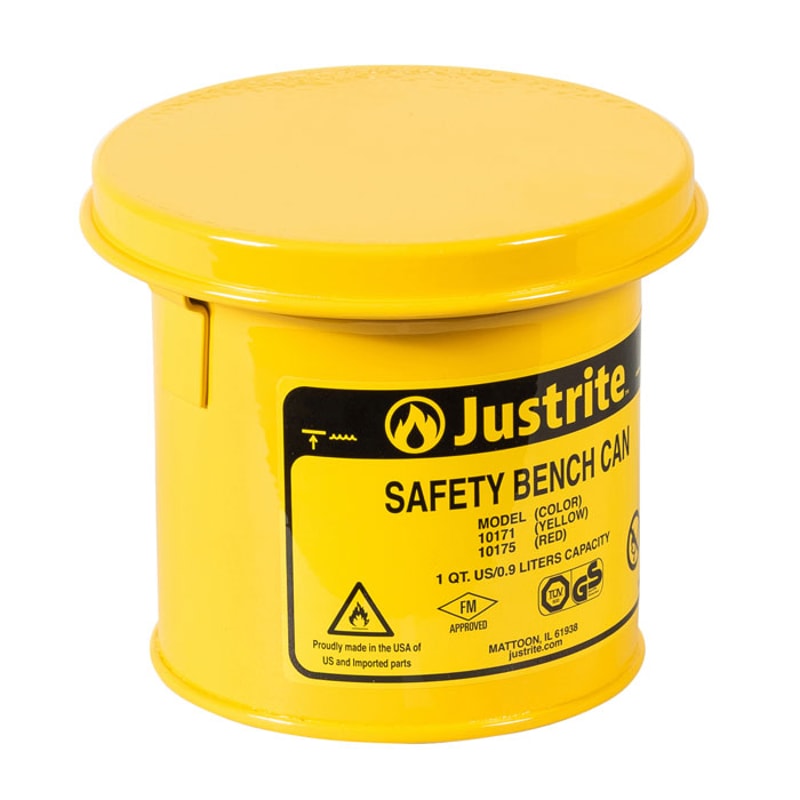 1 Qt Steel Bench Can | Perforated Dasher Plate | Yellow | 10171 | Justrite