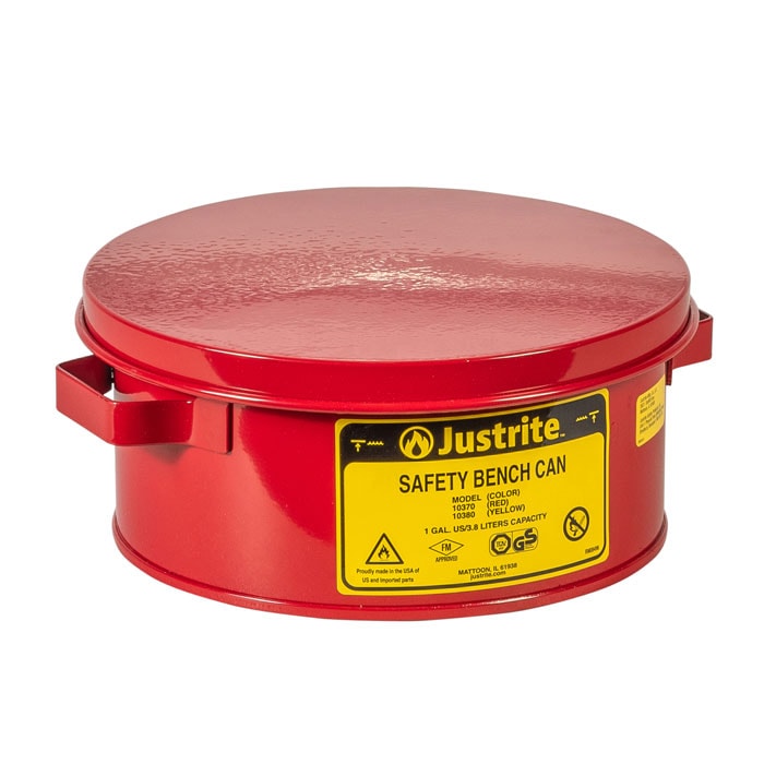 3 Gal Steel Bench Can | Perforated Dasher Plate | Red | 10775 | Justrite