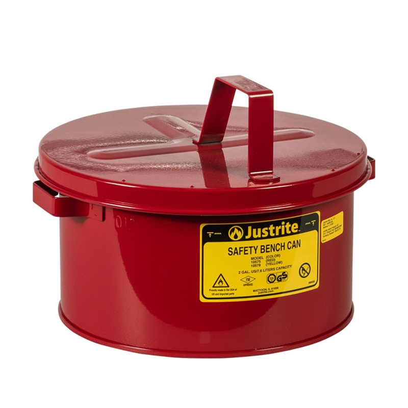 2 Gal Steel Bench Can | Perforated Dasher Plate | Red | 10575 | Justrite