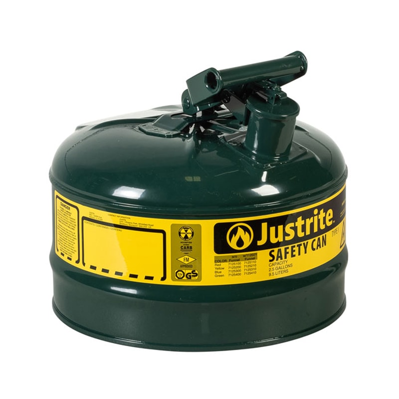 Type 1 Safety Can for Oil | 2.5 Gal, Green | 7125400 | Justrite