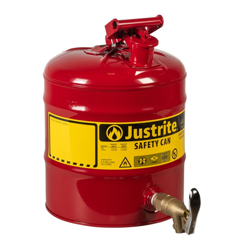 5 Gallon Red Type I Steel Safety Can | Laboratory | 7150150 | Justrite