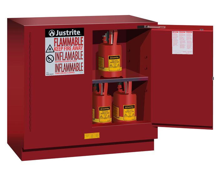 22 Gal Red Flammable Cabinet | Under Counter, 2 Self-Close Doors ...