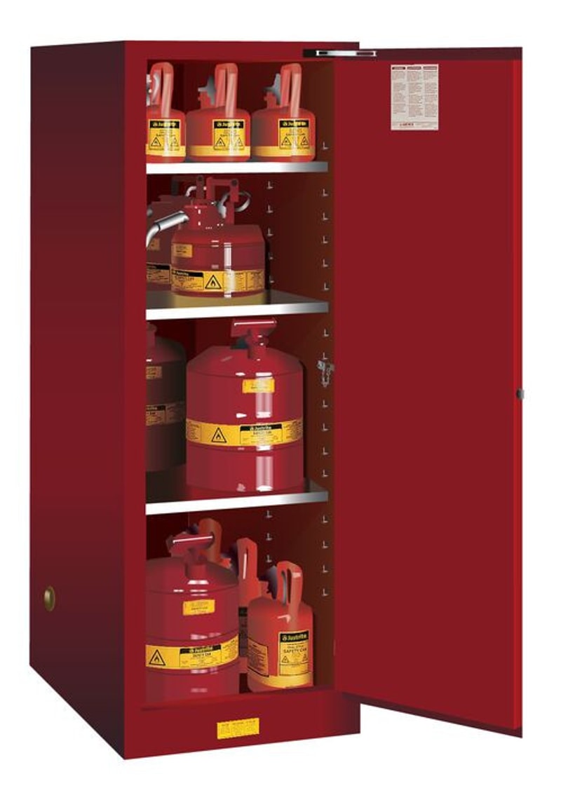 54 Gal Red Flammable Safety Cabinet | 1 Door Deep Slimline | 895421 ...