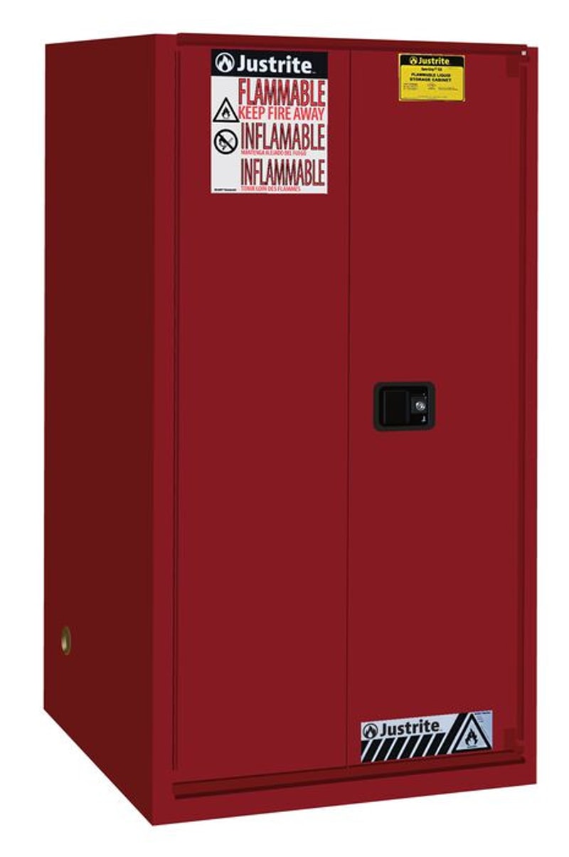 Red 60 Gal Flammable Cabinet | 1 Bi-Fold Self Close Door | 896081 ...
