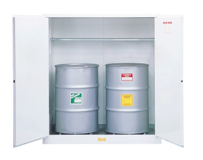 White Steel 110 Gal Flammable Waste Cabinet | Manual-Close Doors ...