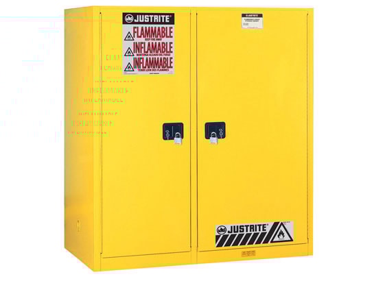 Yellow Double-Duty Safety Cabinet With Drum Rollers | 2 Self-Close ...